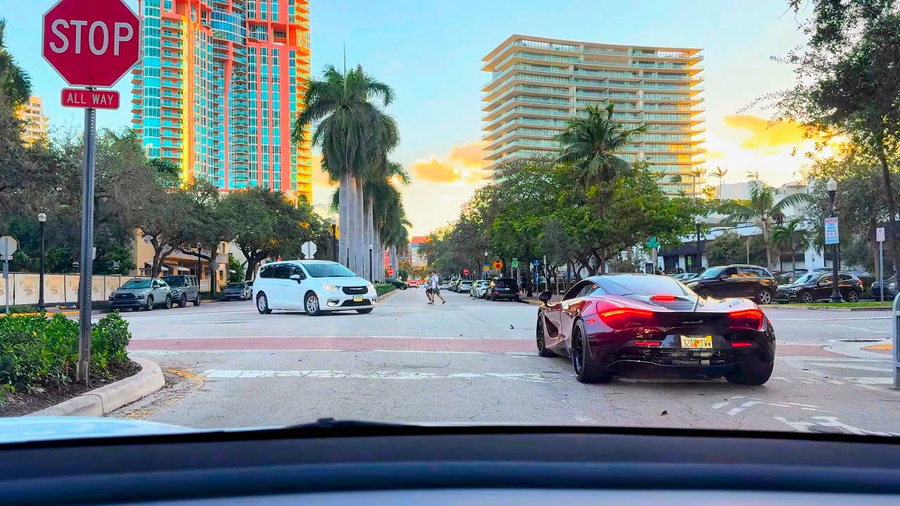 Relaxing Miami Drive (uncut) Featuring McLaren Around South Pointe ...