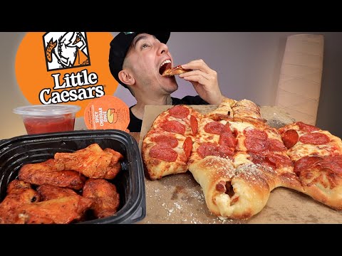 MUKBANG EATING Little Caesar's Batman Cheesy Calzony And Buffalo Wings