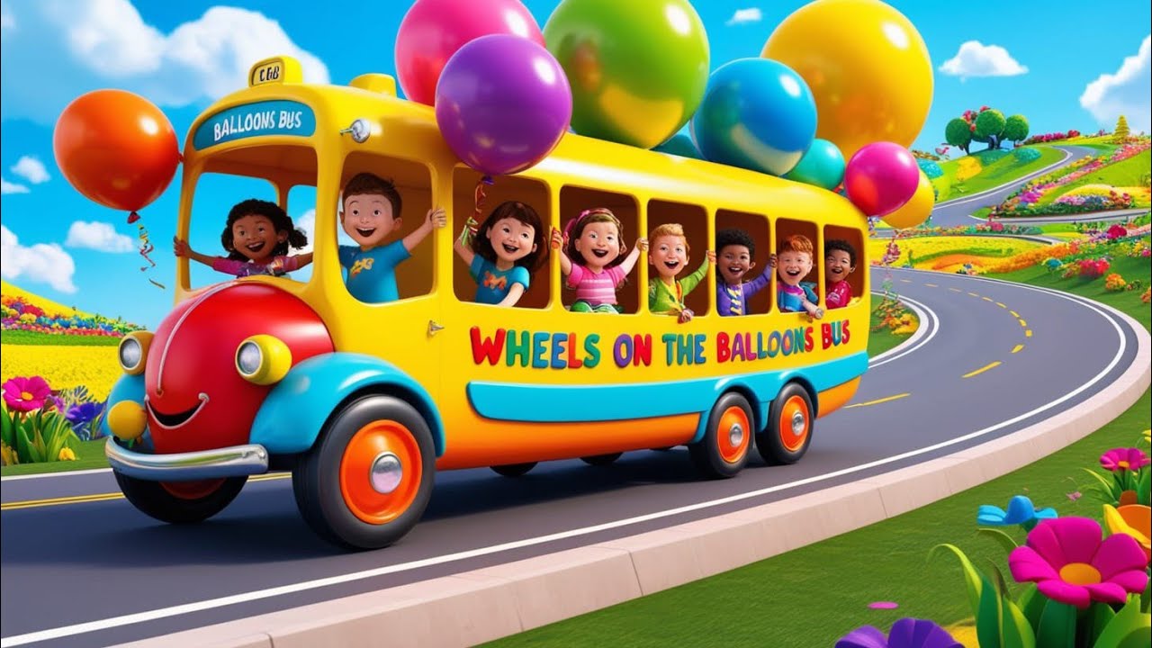 "🎈 Colorful Balloon Bus Adventure! 🌈 Fun Nursery Rhymes for Kids | Sing ...
