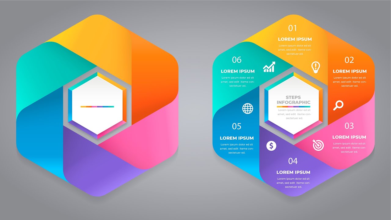 How To Create Honeycomb Steps Colourful Infographic Design in CorelDRAW ...