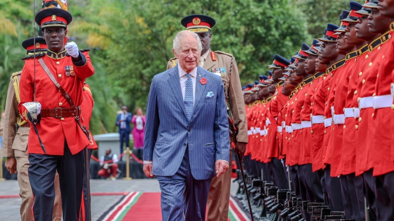 His Majesty King Charles III inspects a guard of honour at State House ...