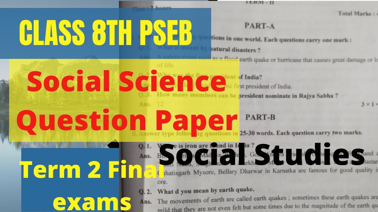 Class 8th Social Science Sample Question Paper | Class 8th Social ...