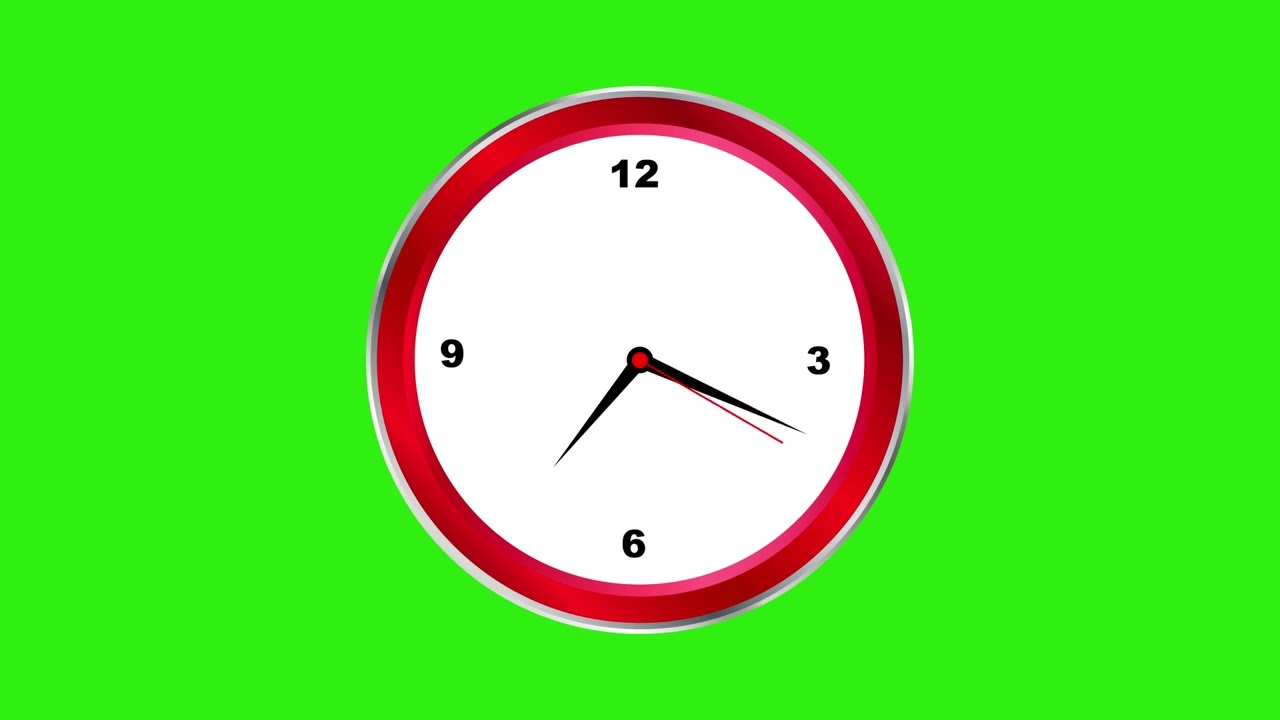 Round red wall clock green screen video by @PixelEdge | Royalty Free ...