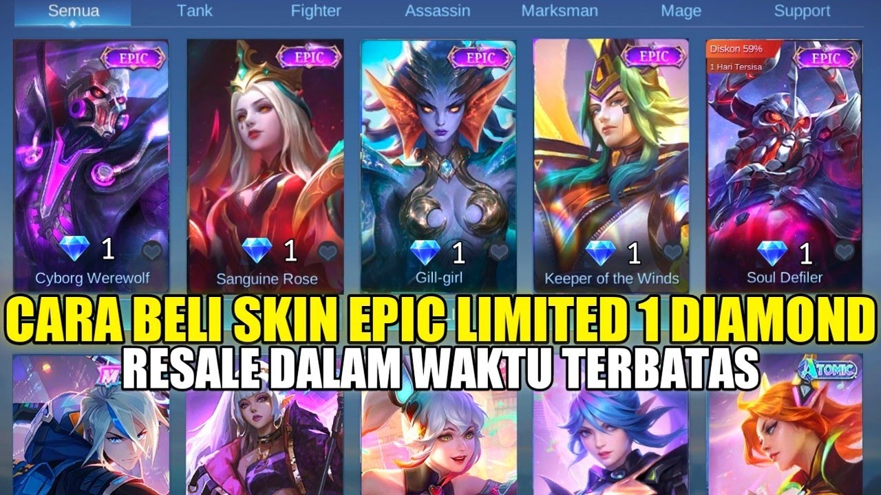 CARA BELI SKIN EPIC LIMITED 1 DIAMOND!! WAJIB TAU CARA MENGGUNAKAN ...
