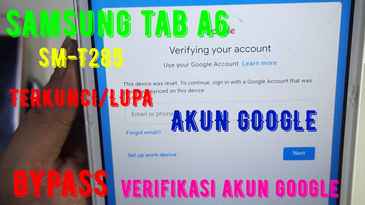 SAMSUNG TAB A6 SM-T285 FRPBYPASS/FRP REMOVE - YouTube