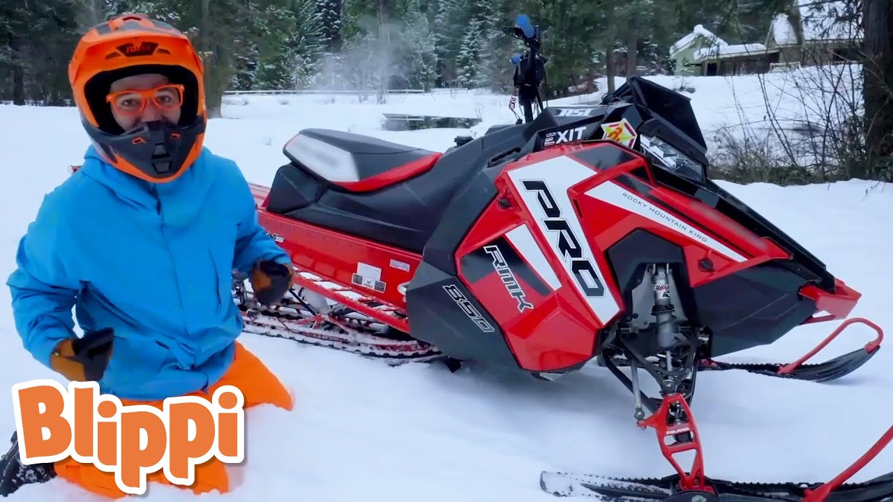 Blippi's Red Snowmobile! | Blippi | Cars, Trucks & Vehicles Cartoon ...