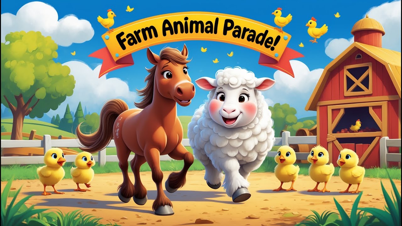 Farm Animal Parade Song for Kids | Fun Animal Sounds & Rhymes | Learn ...