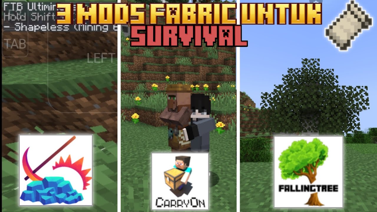 3 MODS FABRIC untuk survival Java/pojavlauncher - YouTube