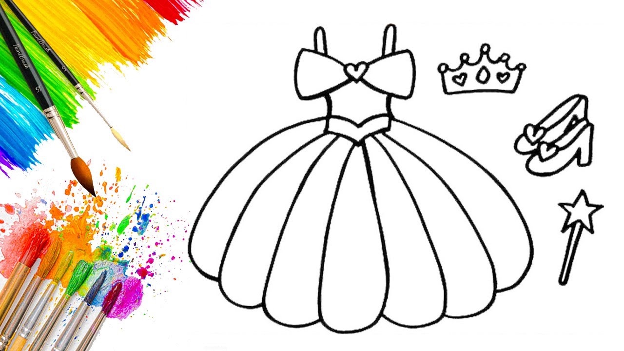 Drawing a Princess Dress & Accessories | Painting Art | Coloring for ...