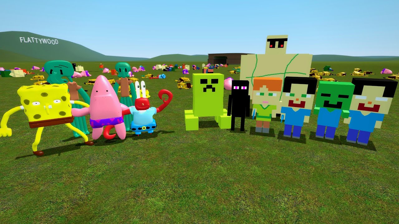 SPONGE BOB ARMY VS MINECRAFT ARMY 3D NEXTBOTS [ Garry's Mod ] - YouTube