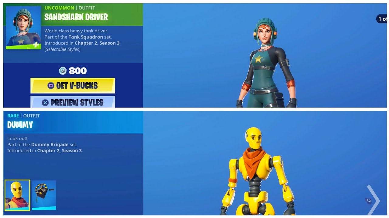 Fortnite Item Shop *NEW* DUMMY Outfit! *NEW* SANDSHARK DRIVER! NOGGIN ...