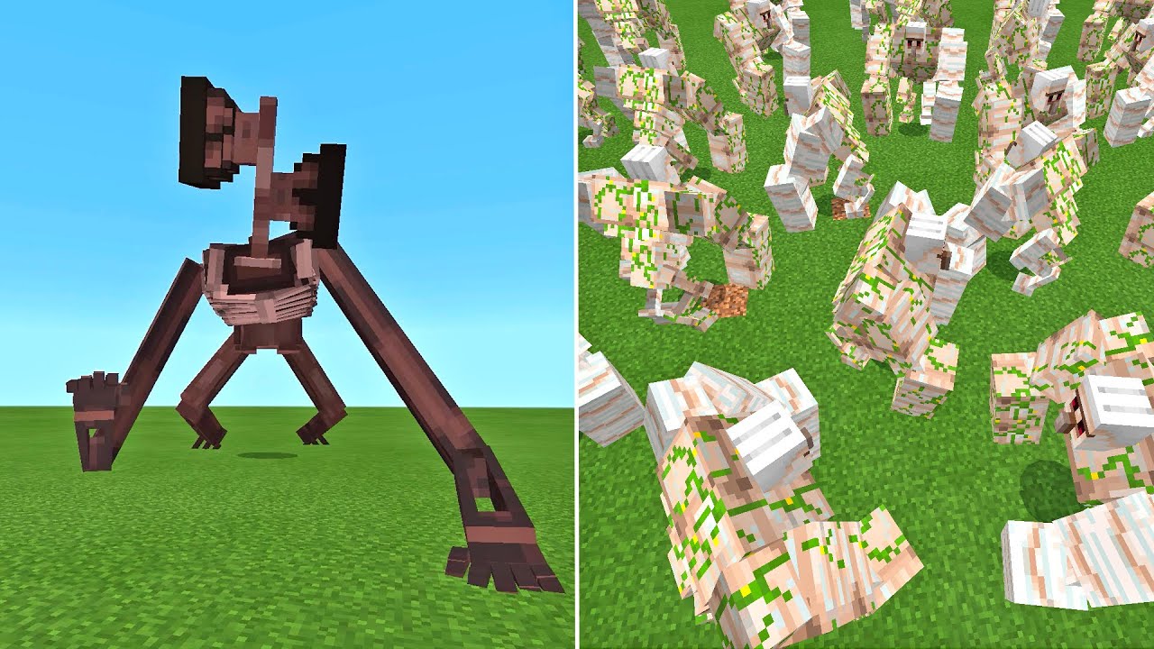 Siren Head VS. 100+ Super Golem in Minecraft - YouTube