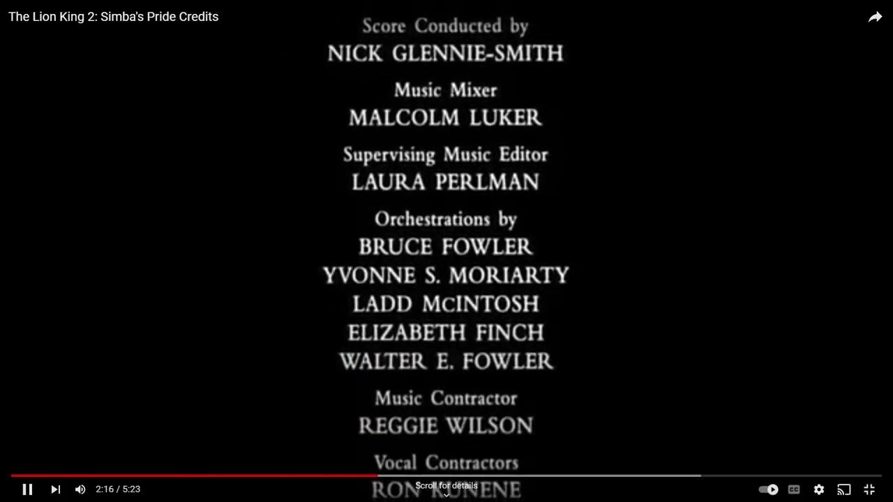 The Lion King 2 Simba's Pride (end credits) - YouTube