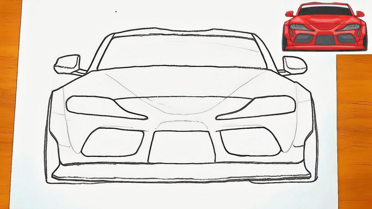 Toyota Supra Car Drawing Tutorial 🔥(Front Look) How to Draw Supra 💎 ...
