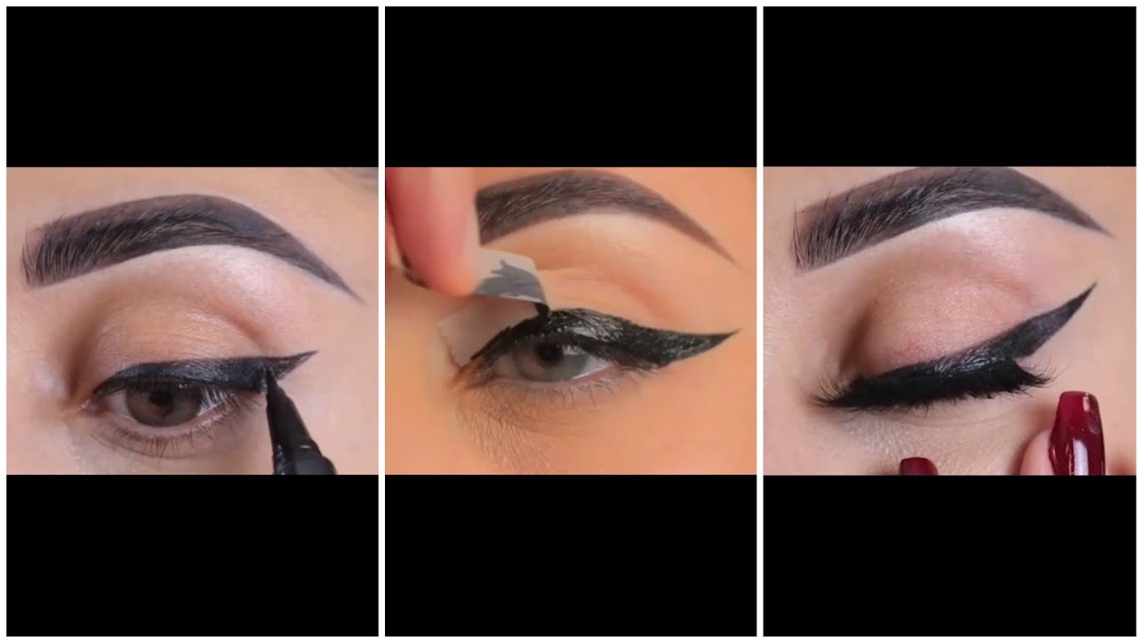 3 easy ideas to apply winged eyeliner perfectly| winged liner tutorial ...