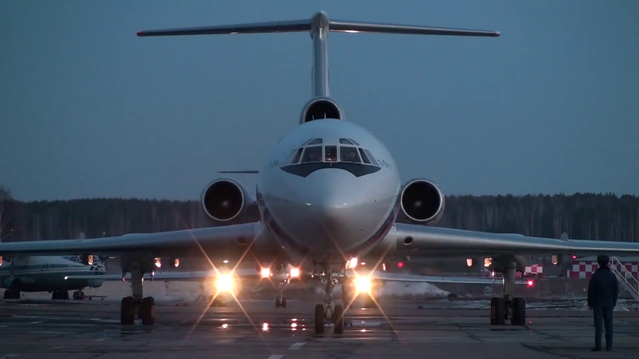 Russian made TU 154B & TU 134 Beautiful Triple Engine Aircraft Start Up ...