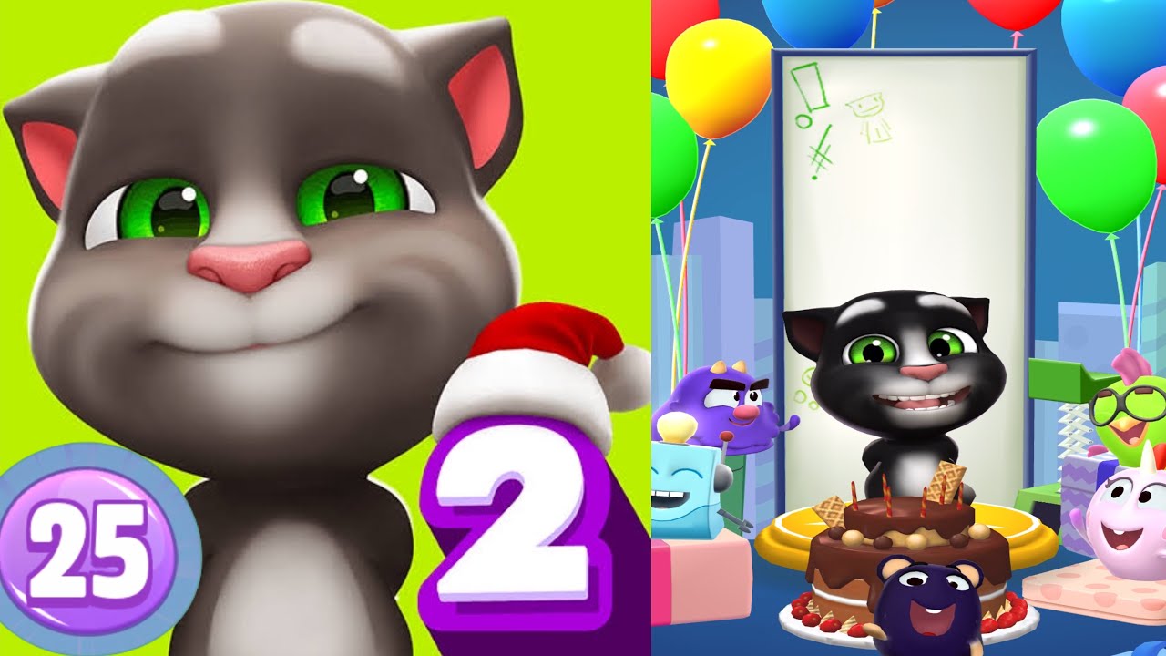 My Talking Tom 2 Happy Birtdhay Level 25 Vs My Talking Tom 2 Level Up ...