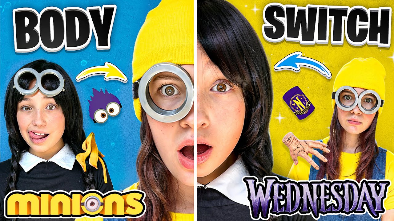 IF MINION and WEDNESDAY ADDAMS Switch BODIES! FUNNY Body Swap Pranks ...