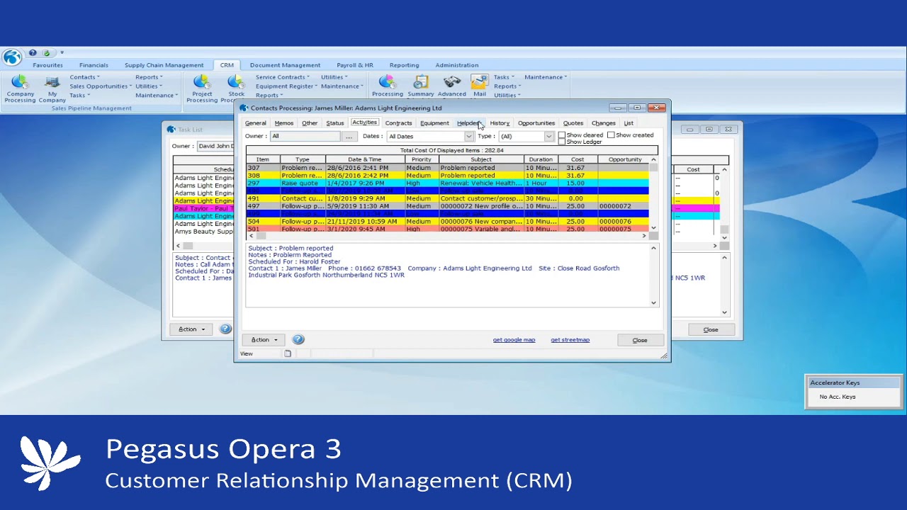 Pegasus Opera 3's Customer Relationship Management [CRM] - YouTube