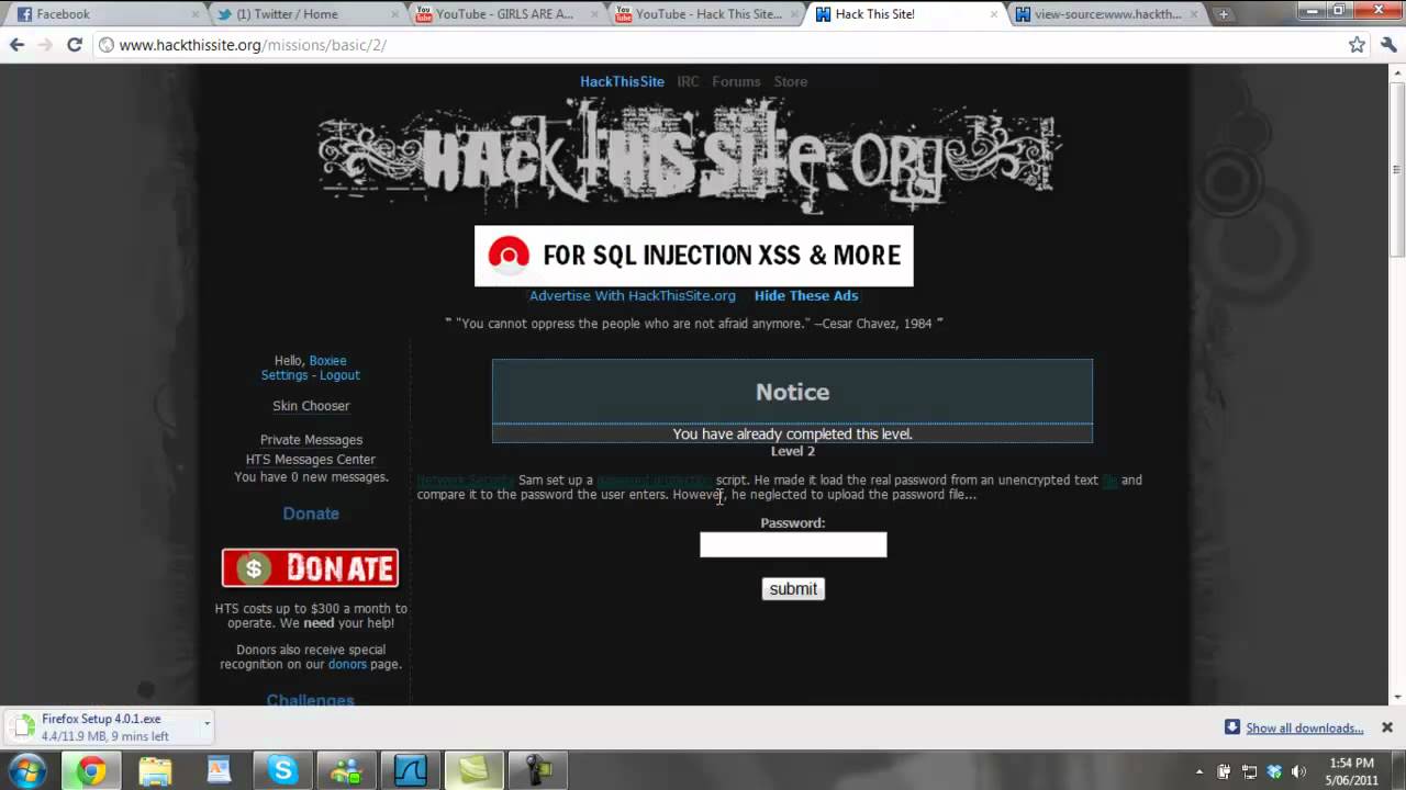Hack this site. Basics Level Dos (2) - YouTube