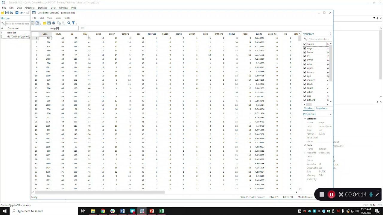STATA Training 1 Part 1 - YouTube