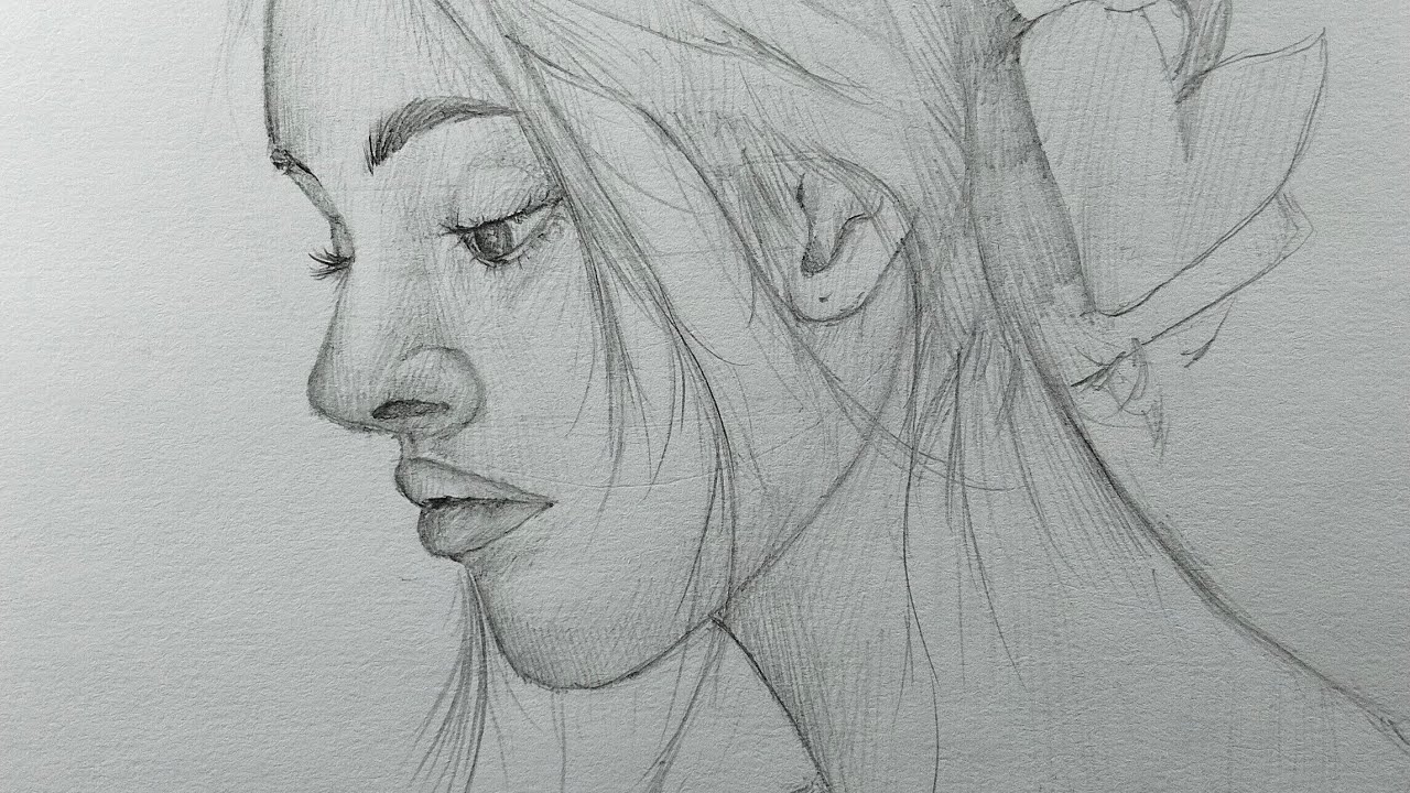 Loomis Method Girl Face Drawing Tutorial for Beginners side position ...