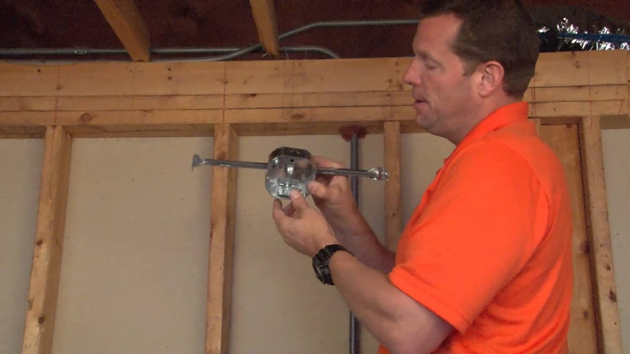 Octagon Box: 4" Octagon Box w/ New Construction Bar Hanger, Side ...