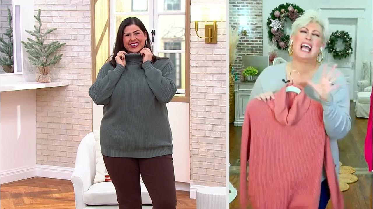 Belle by Kim Gravel Shaker Knit Turtleneck Tunic Sweater on QVC - YouTube