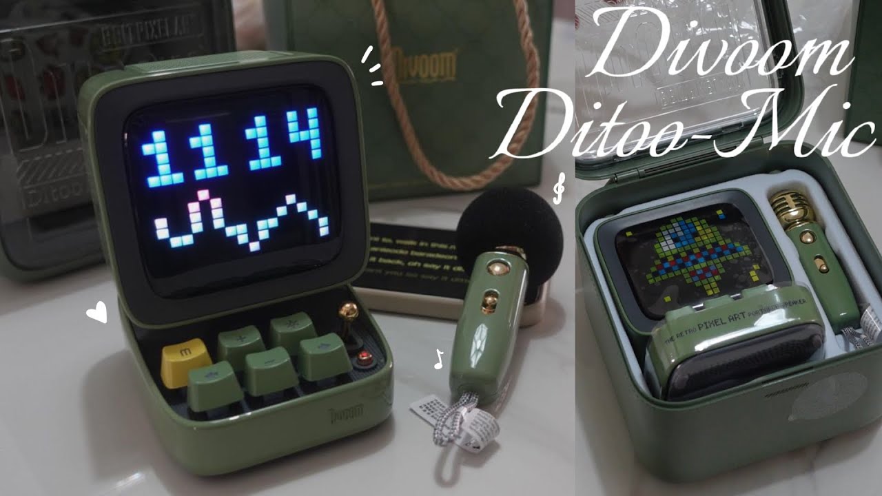 unboxing divoom ditoo-mic in green💚 | mini karaoke at home #april # ...
