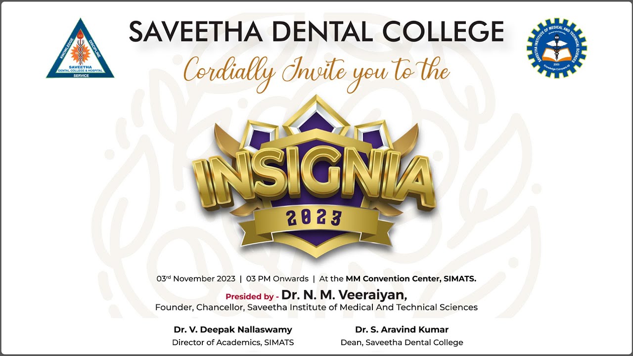 INSIGNIA 2023 - Saveetha Dental College - SIMATS - YouTube