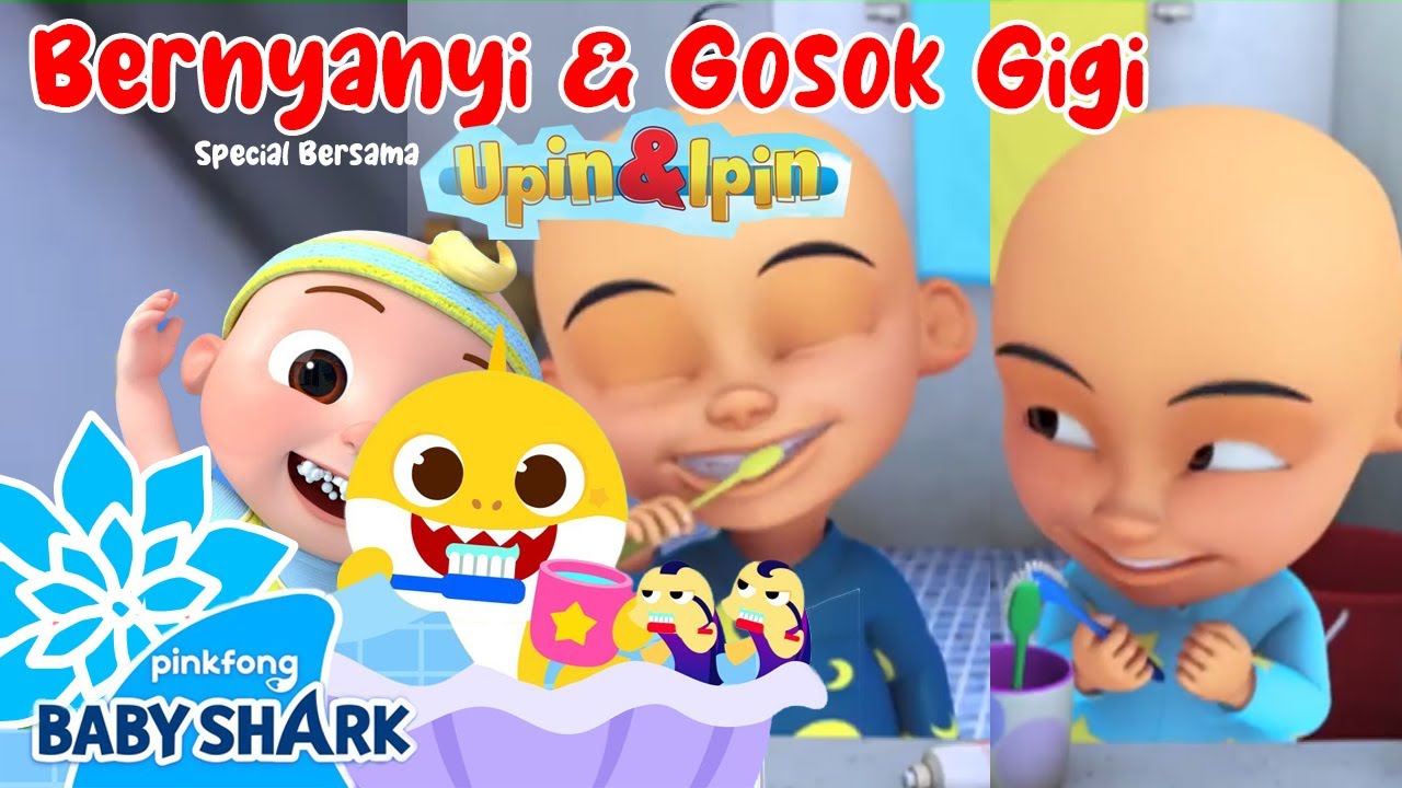 Baby Shark Bernyanyi Menggosok Gigi Bersama Upin Ipin | Sikat gigi ...