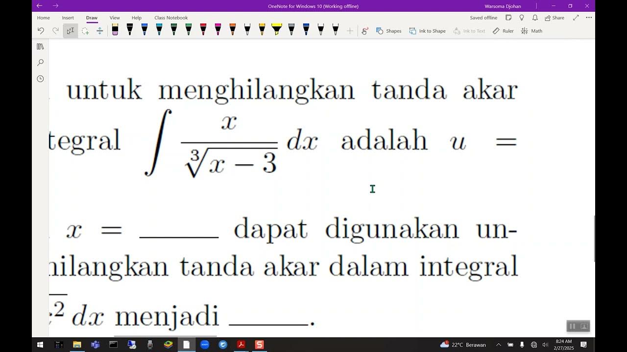 K21 FTSL MA1201 Matematika 2A 20250227 Tutorial 1 Part 1 - YouTube