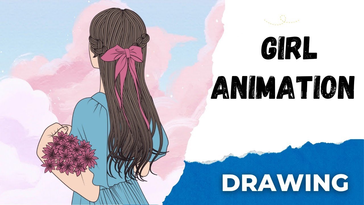 Beautiful Girl Holding Flowers Drawing | Step-by-Step Animation - YouTube