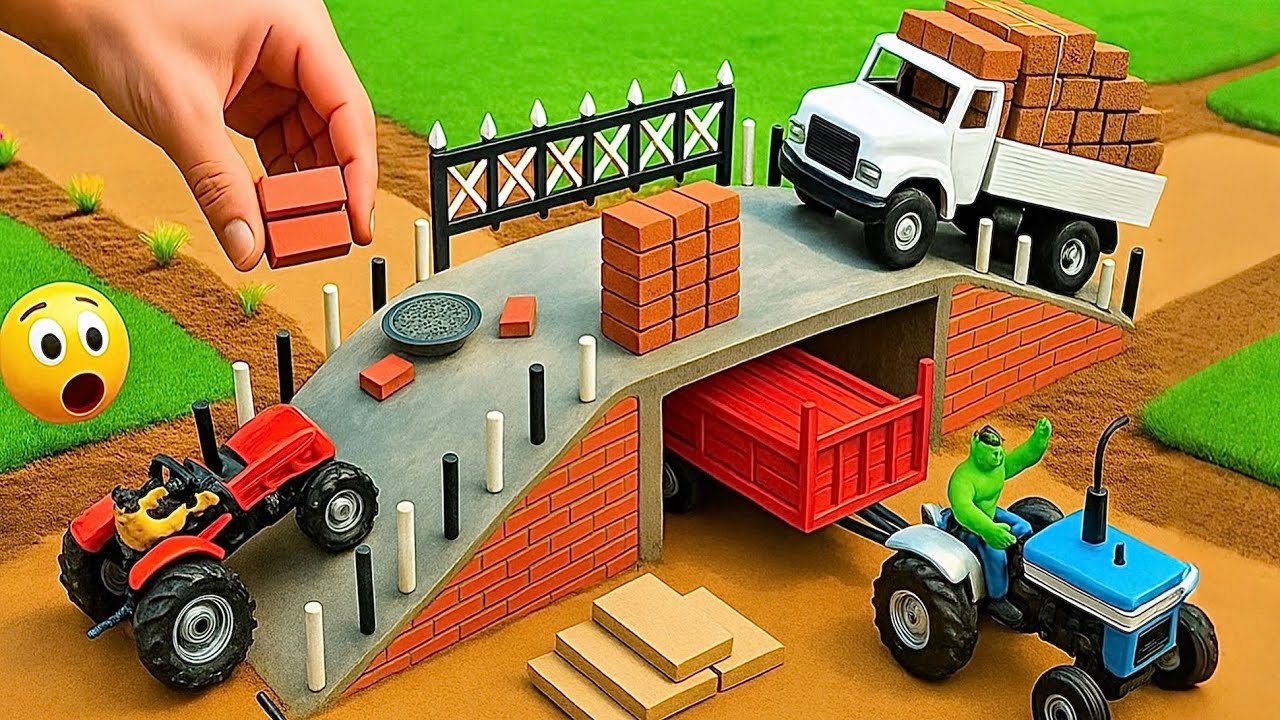 DIY Mini Truck Builds Brick & Metal Railing Bridge | Fun Construction ...