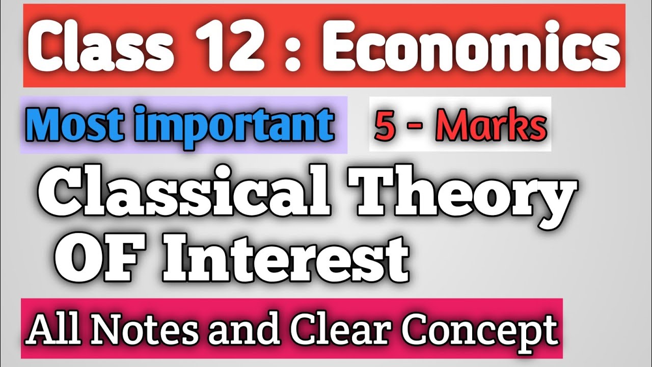 Class 12 Economics Classical theory of interest - YouTube