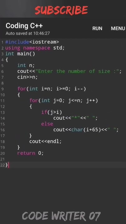 Coding Youtubeshorts Pattern Program Codewriter07 Youtube