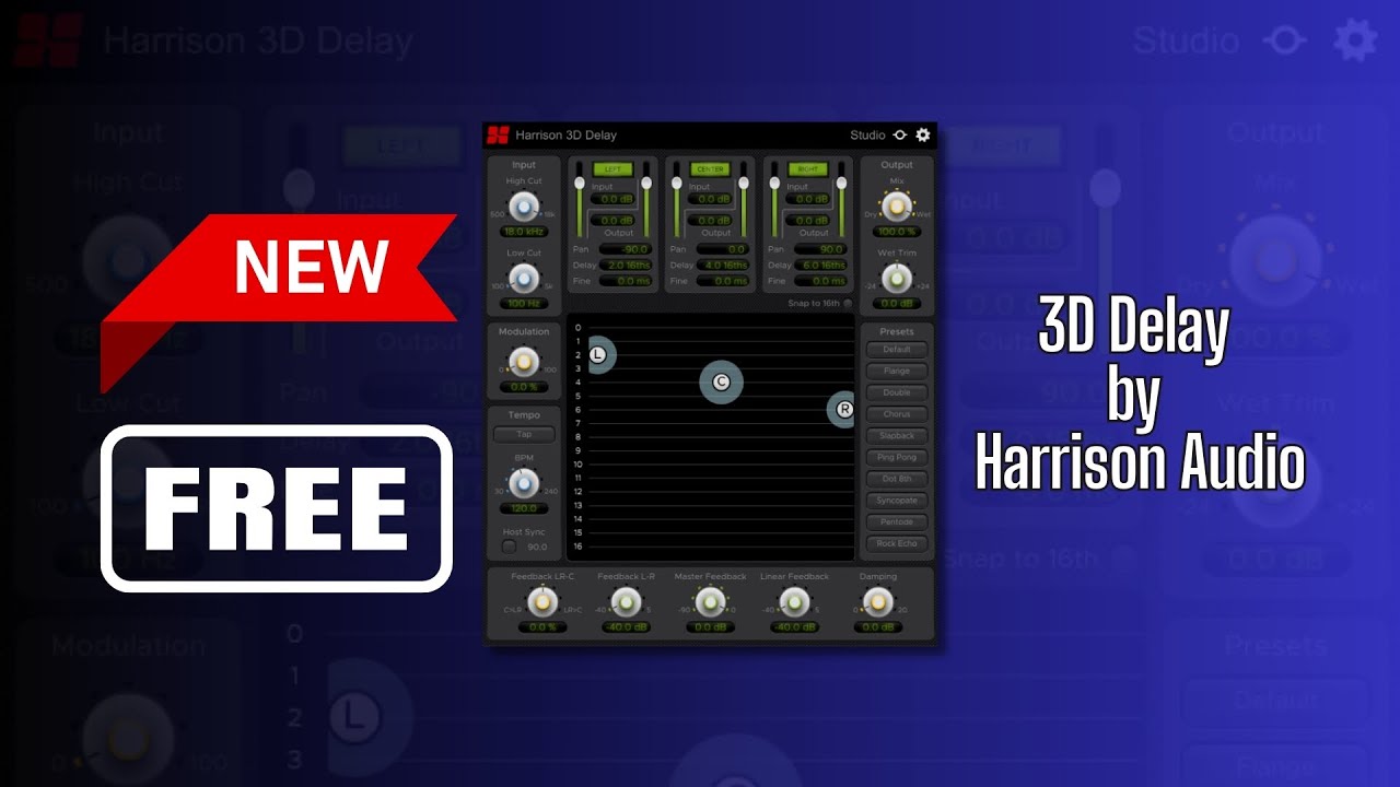EXCELLENT NEW FREE Plugin! 3D Delay by Harrison Audio - Sound Demo ...