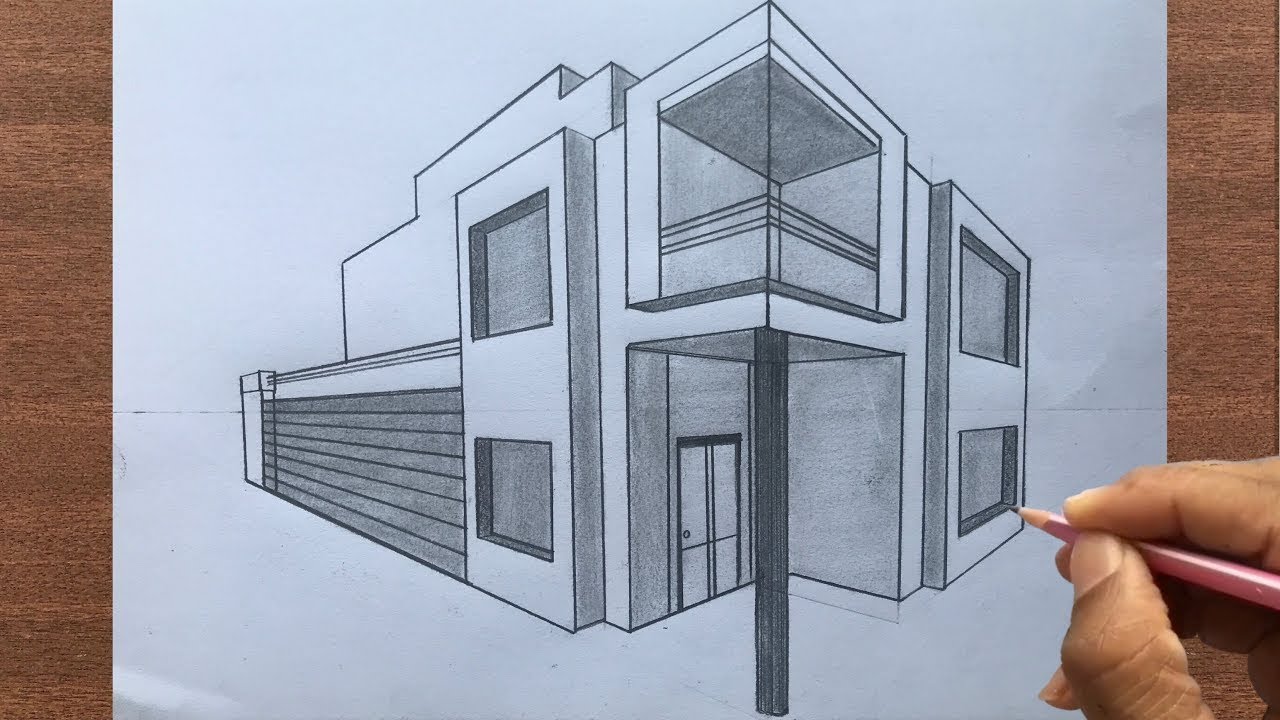 How to Draw using Two-Point Perspective: Draw a House Step-by-step ...