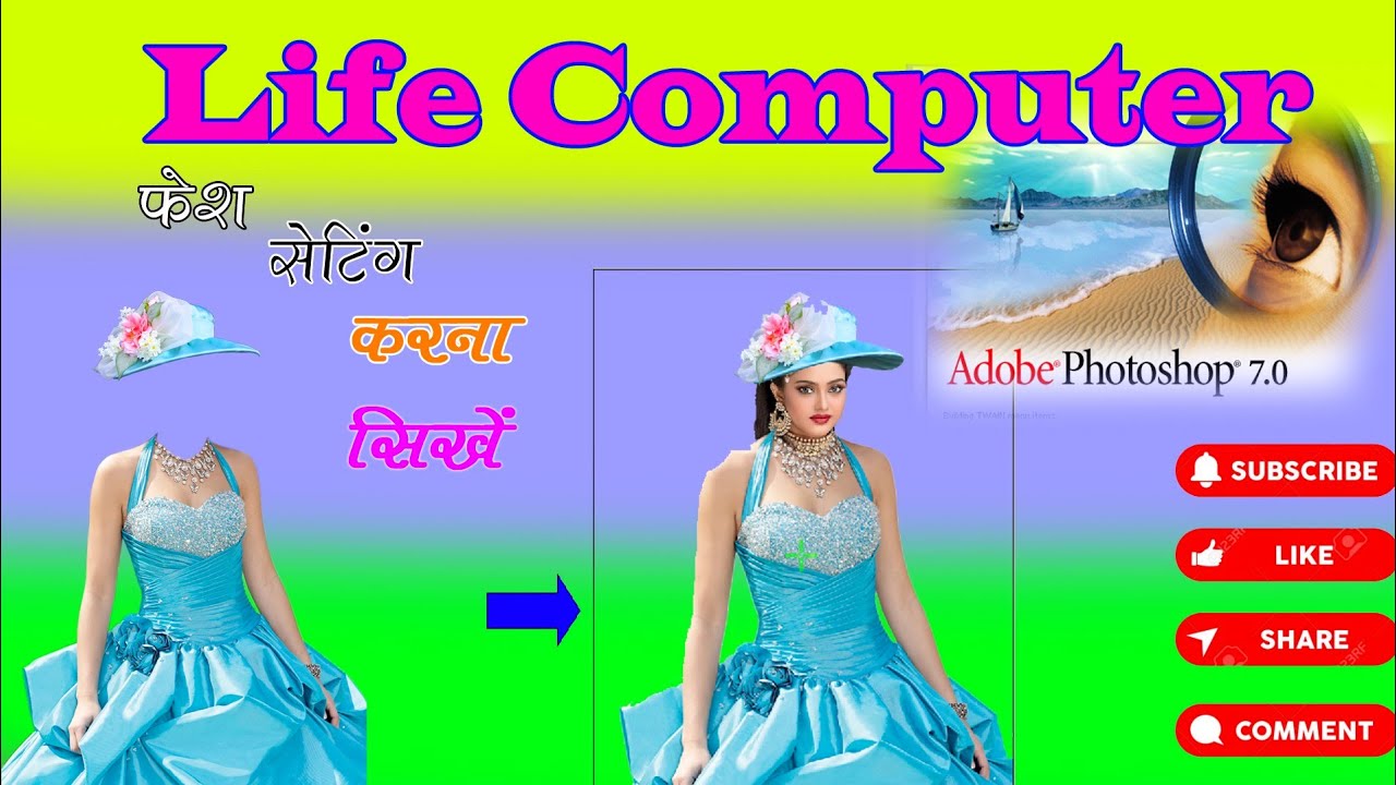 How to add face to body। body pe face ko kaise jore - YouTube