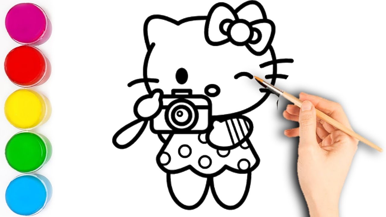 Hello Kitty Photographer Drawing, Painting & Coloring For Kids and ...
