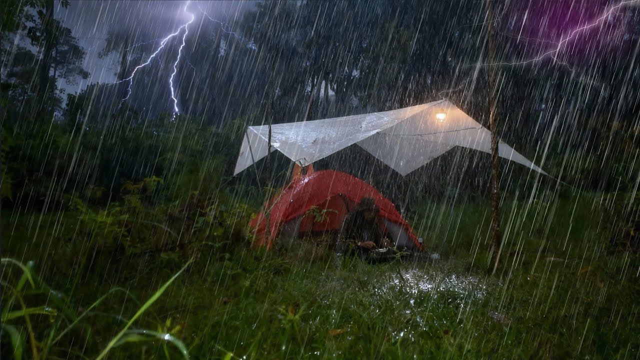THE WORST RAIN STORM I'VE EVER EXPERIENCED ‼️ CAMPING IN HEAVY RAIN ...