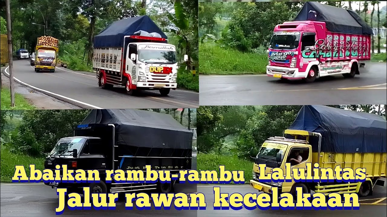 Ngeri......!!! truk muat sengon oleng jalan menurun & full truk abaikan ...