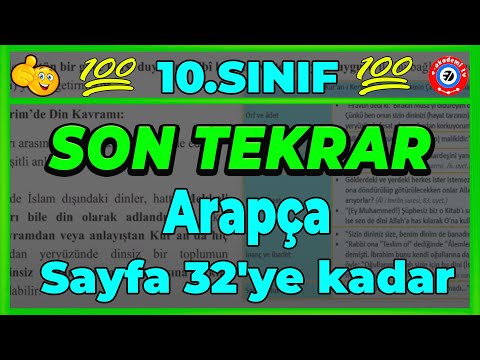 10 Arapça 1.Yazılı Öncesi Son Tekrar (Sayfa 32'ye kadar)