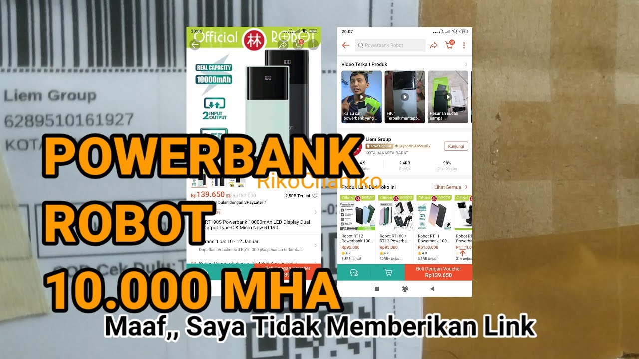 UNBOXING,, POWERBANK "ROBOT" 10.000 MHA "warna hijau" - YouTube