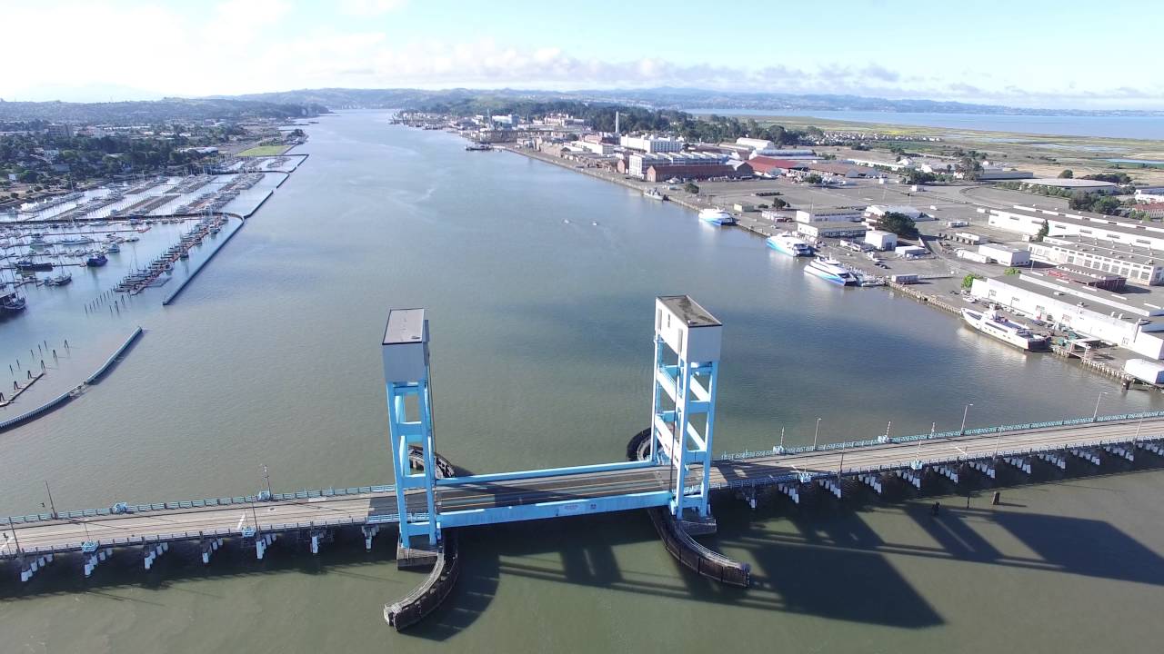Mare Island causeway & Highway 37 Bridge - YouTube