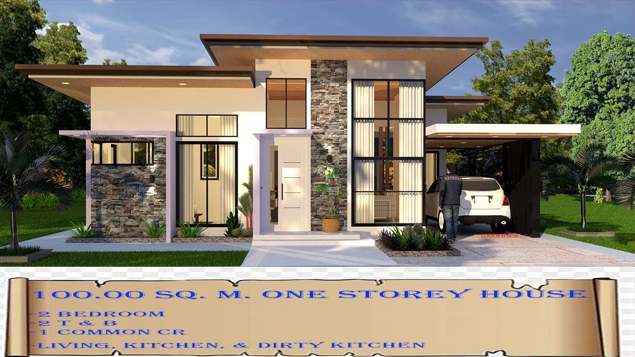 HOUSE PLAN VLOG-EP. 19 - 100 sq. m. 2 bedroom One Storey house Design ...