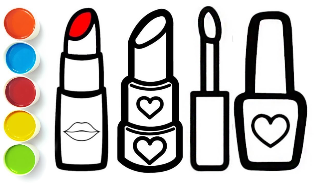 Makeup tools drawing, Cara Menggambar dan Mewarnai Makeup Makeup tools ...