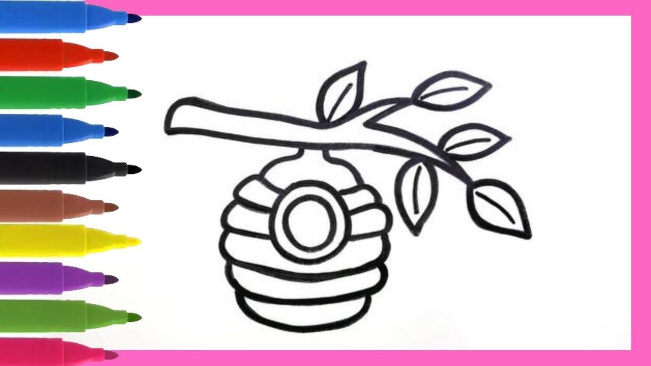 Beautiful beehive drawing for children and coloring🐝🍯 🌸 || How to draw ...