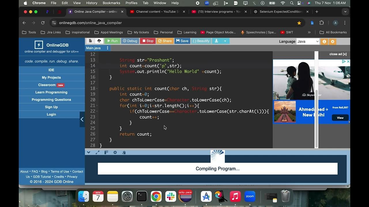 count the number of characters in a given String - YouTube