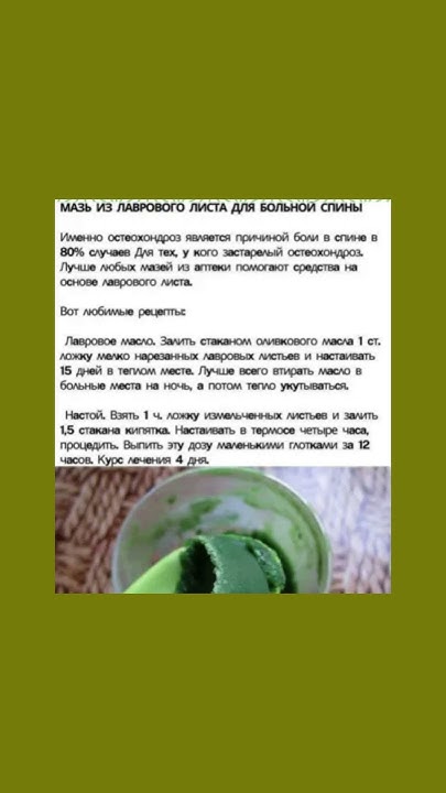 Мазь из лаврового листа для спины #мазь #лавровыйлист #спина #здоровье ...